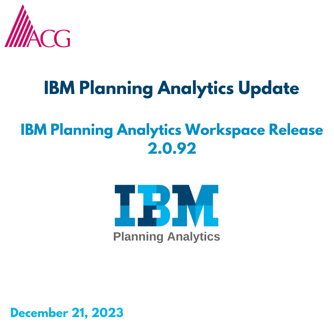 IBM Planning Analytics Workspace Release 2.0.92. IBM Planning Analytics Workspace Release 2.0.92.